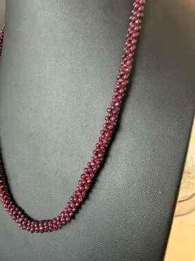 Vintage | Jewelry | Vintage Red Purple Garnet Seed Bead Rope Necklace ...